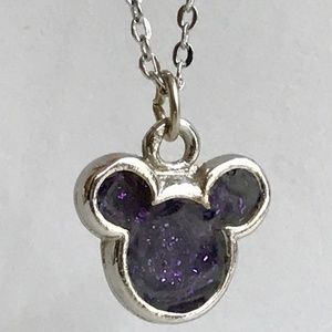 Disney | Jewelry | Silver Mickey Mouse Necklace Disney Purple 8 | Poshmark